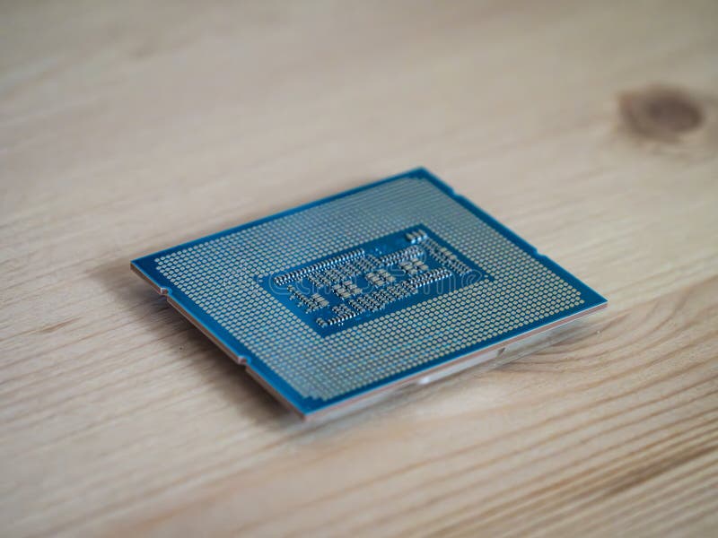 Closeup Shot of a Central Processing Unit CPU on a Wooden Table Stock ...