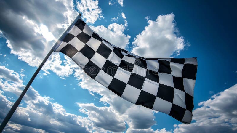 A Closeup Shot of the Checkered Flag Being Waved Against a Backdrop of ...