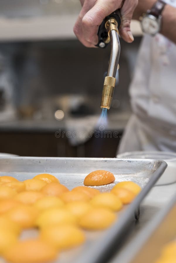 Closeup Shot of a Chef Working with Eggs and Making Something in the ...