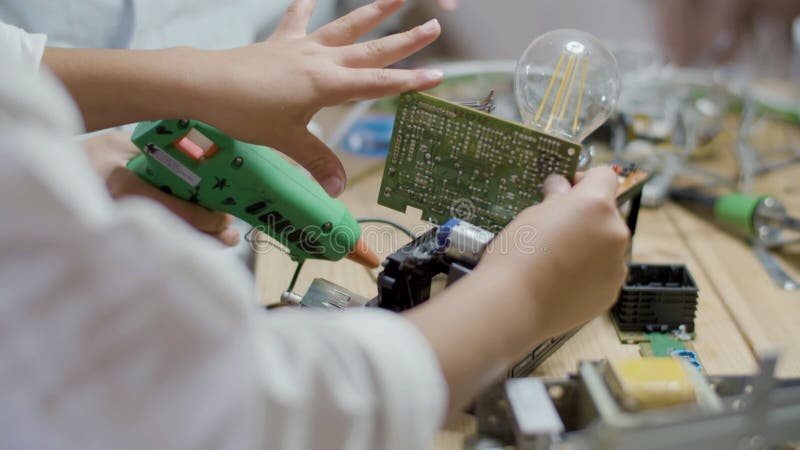 Closeup Shot of Children Doing School Project Stock Footage - Video of ...