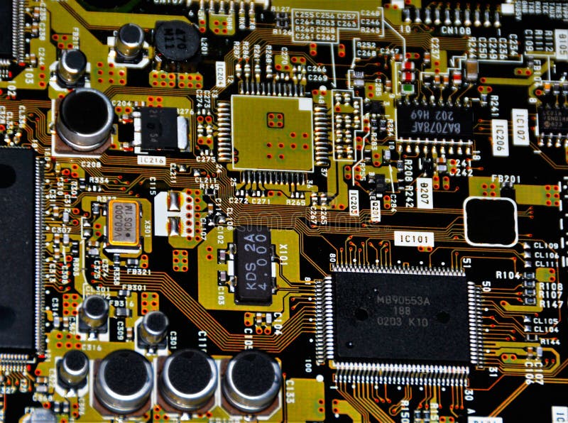 Closeup Shot of a Circuit Board with Electronic Components Stock Photo ...
