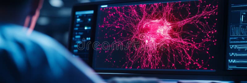 A Closeup Shot of a Computer Screen Displaying a Holographic Image of a ...