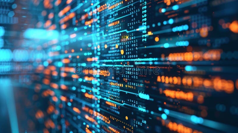 A Closeup Shot Of A Computer Screen With Lines Of Code And Algorithms Running In The Background