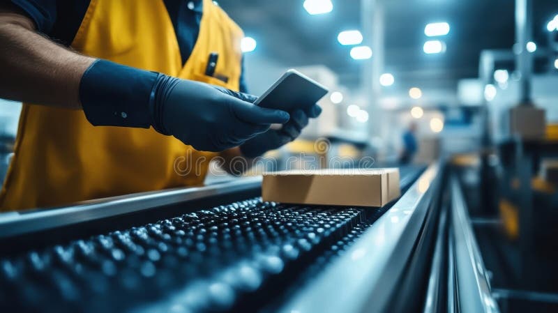 A Closeup Shot of a Conveyor Belt Transporting Products with a Quality ...