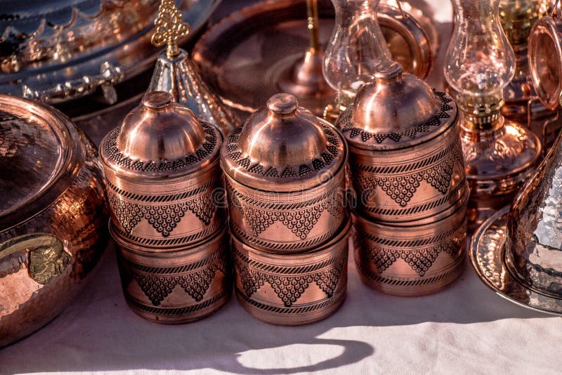 Closeup Shot of Copper Dishes Stock Image - Image of dish, plate: 200130563