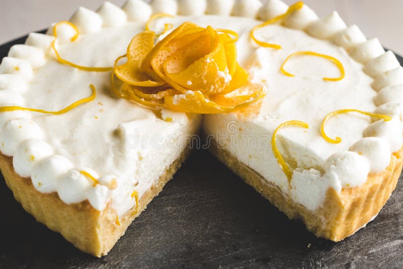 Closeup Shot of the Creamy Pie with Yellow Topping Stock Photo - Image ...