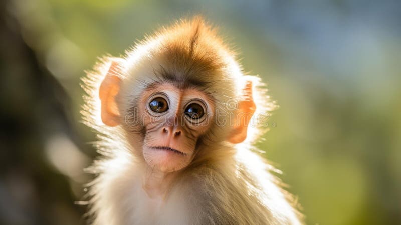 Closeup Shot of a Cute Baby Monkey, AI-generated. Stock Illustration ...