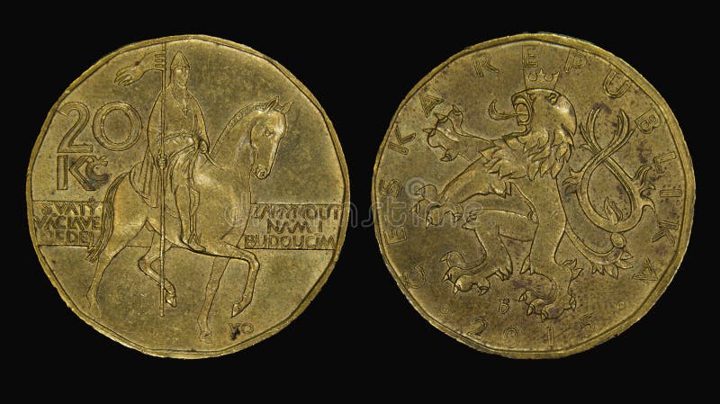 Closeup Shot of Czech Republic 20 Koruna Coins Stock Photo - Image of ...