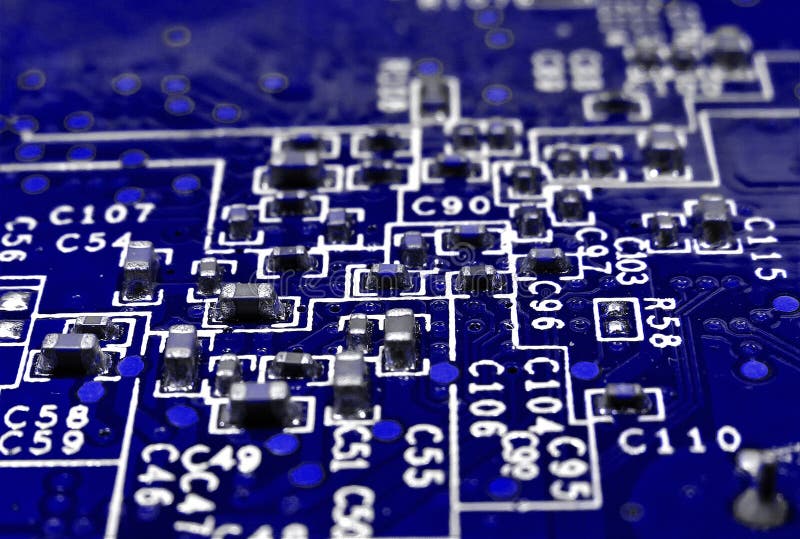 Blue Integrated Circuit. Computer Stock Image - Image of conductor ...