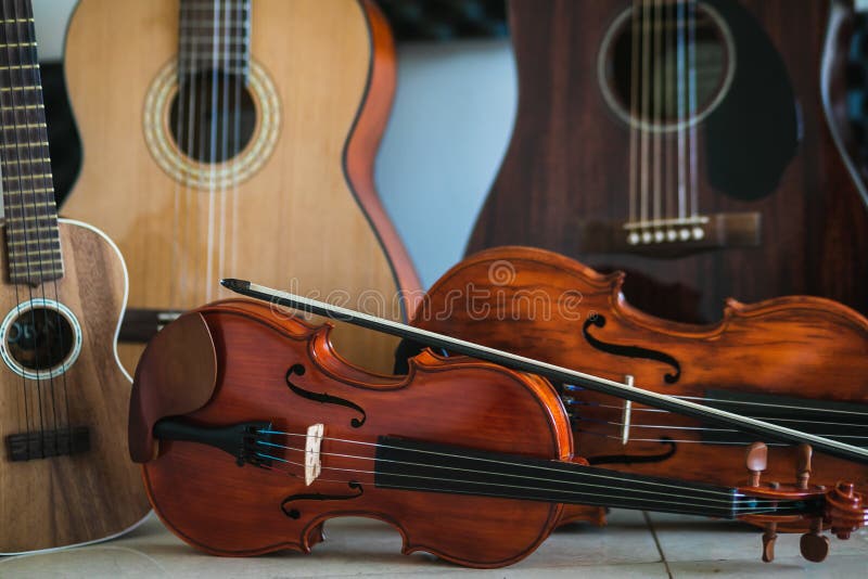 Closeup Shot of Different Musical String Instruments for a School of ...