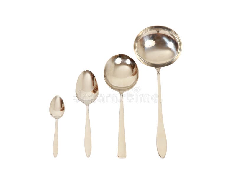 Closeup Shot of Different Sizes of Spoons Isolated on White Background ...