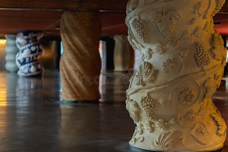 Closeup Shot of Different Types of Columns in an Art Gallery in Bilbao ...