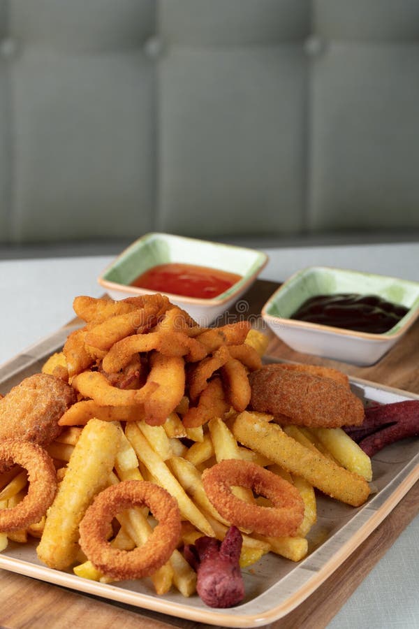 Closeup Shot of Different Types of Deep-fried Food with Stock Image ...