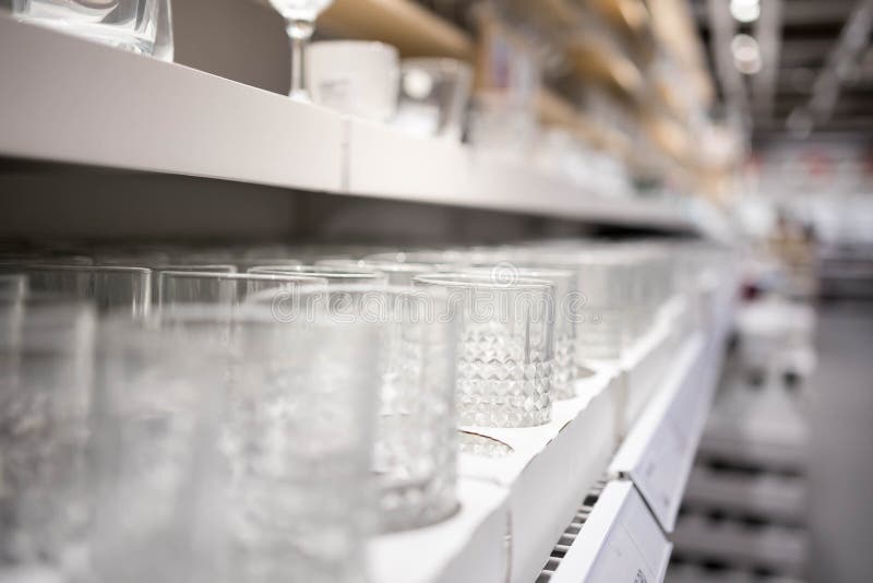 Closeup Shot of Drinking Glasses Top View Macro Blurry Background Stock ...