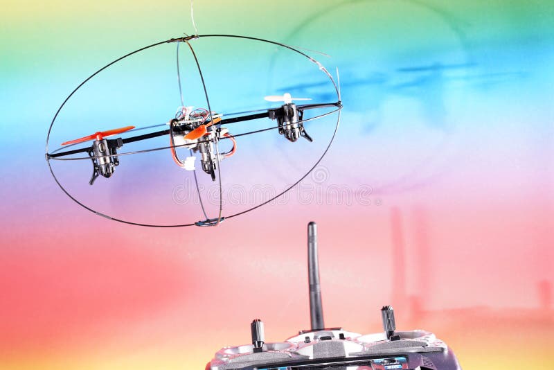 Closeup Shot of a Drone in a Studio with a Colorful Background Stock ...