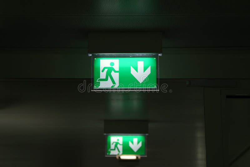 Closeup Shot of an Emergency Exit Sign Stock Image - Image of safety ...