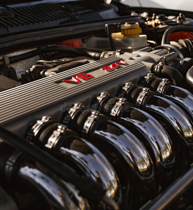Closeup Shot of the Engine of Alfa Romeo V6 Editorial Stock Photo ...