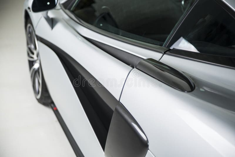 Closeup Shot of the Exterior Details of a Modern Grey Car Stock Image ...