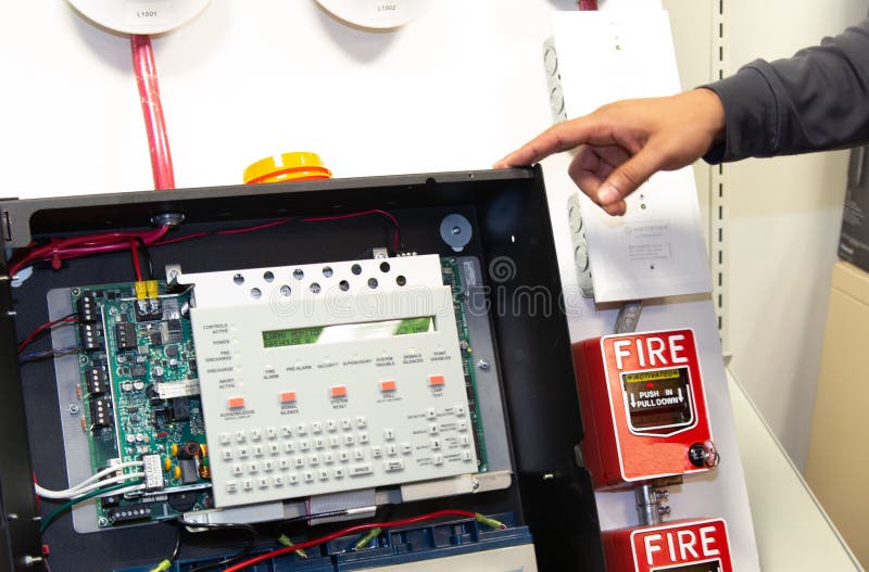 Closeup Shot of Fire Alarm System in Factory Stock Image - Image of ...