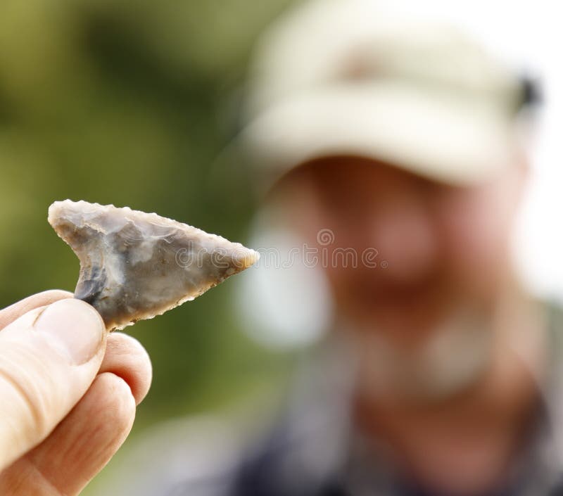 Closeup Shot of a Flint Tool in the Background of the Finder Stock ...