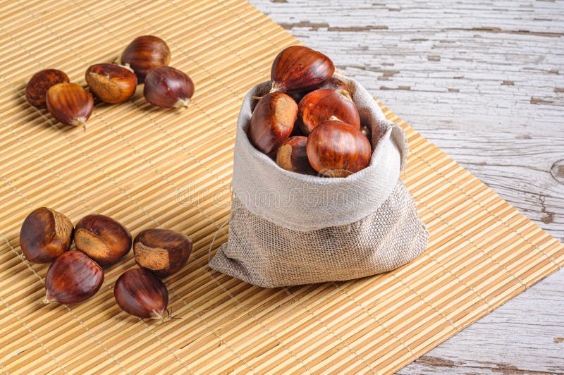 Closeup Shot of Fresh Chestnuts in a Bag Stock Photo - Image of food ...