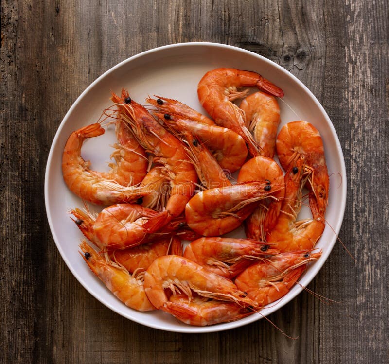 Closeup Shot of Fresh Scampi on White Plate Stock Image - Image of ...