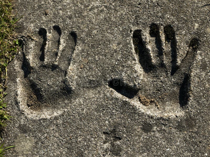 Closeup Shot of Handprints Left on the Ground Stock Image - Image of ...