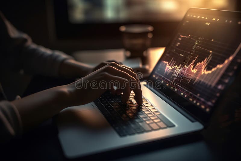 Closeup Shot Hands Using Laptop Computer and Internet, Typing on ...