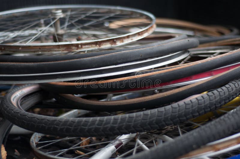 Closeup Shot of the Hub Caps and Tires of a Bicycle Stock Image - Image ...