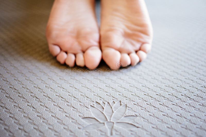 Closeup Shot of Human Feet on a Yoga Mat Stock Image - Image of body ...