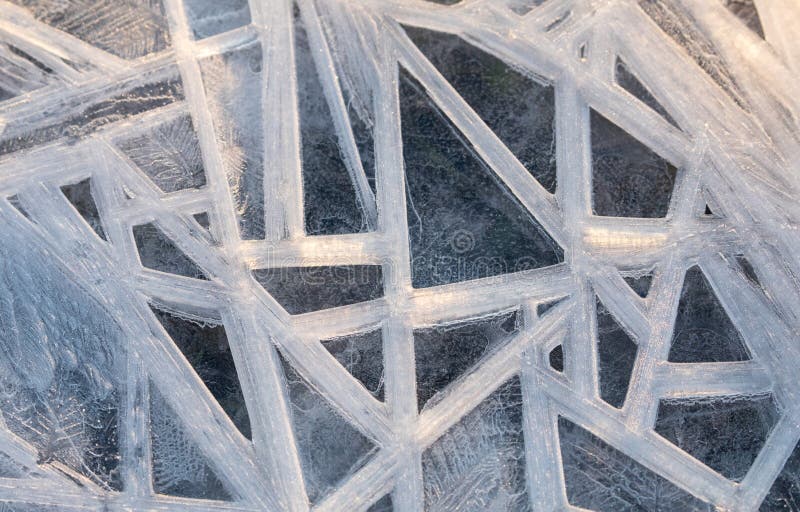 Closeup Shot of the Ice Sheet with Various Triangular Abstract Textures ...