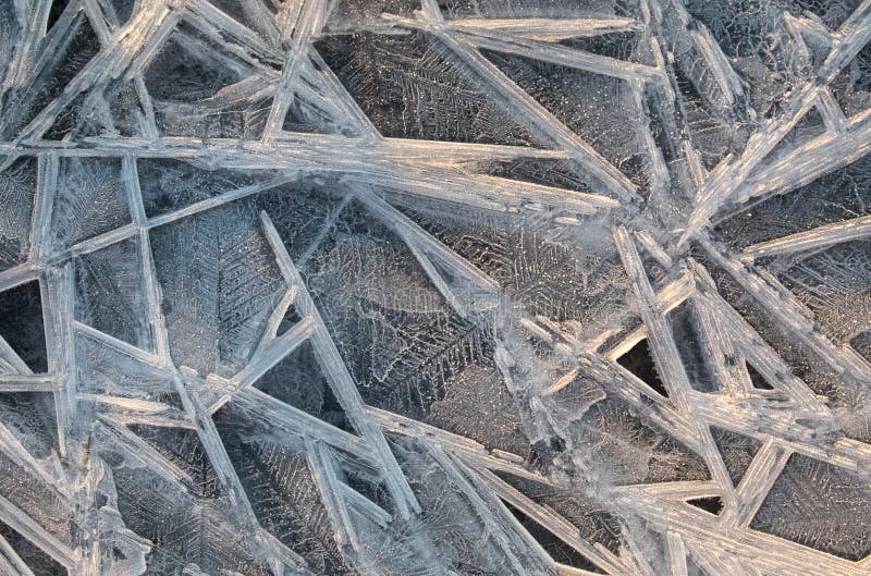 Closeup Shot of the Ice Sheet with Various Triangular Abstract Textures ...