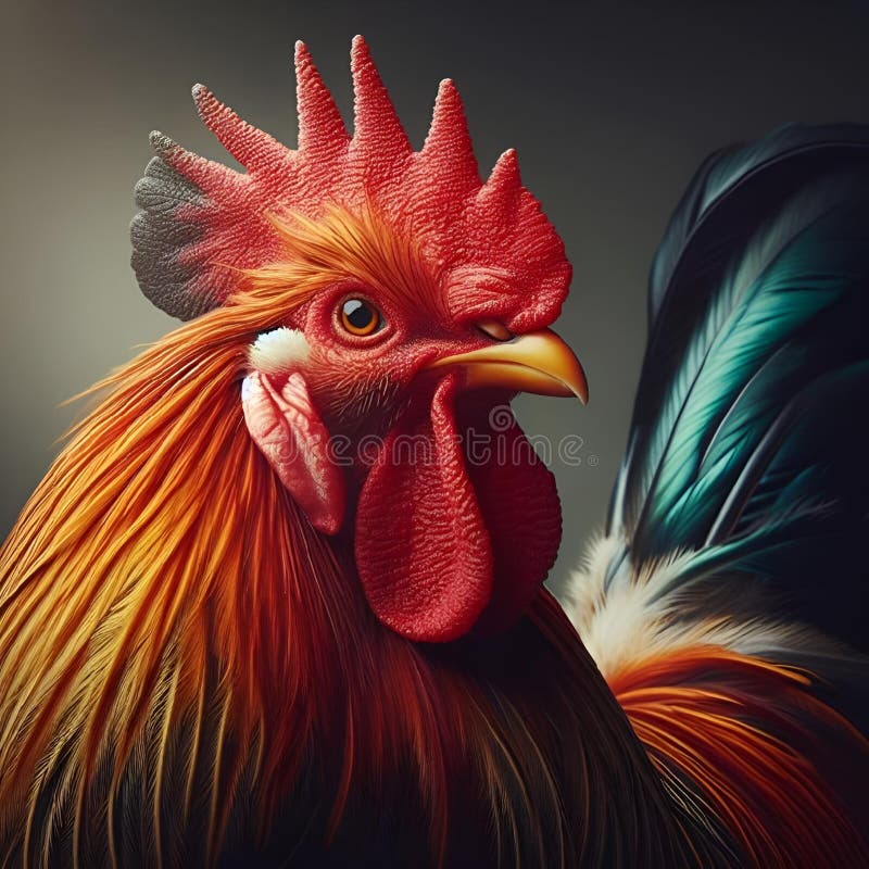 Closeup Shot of an Indian Free-Range Rooster, AI-generated. Stock ...
