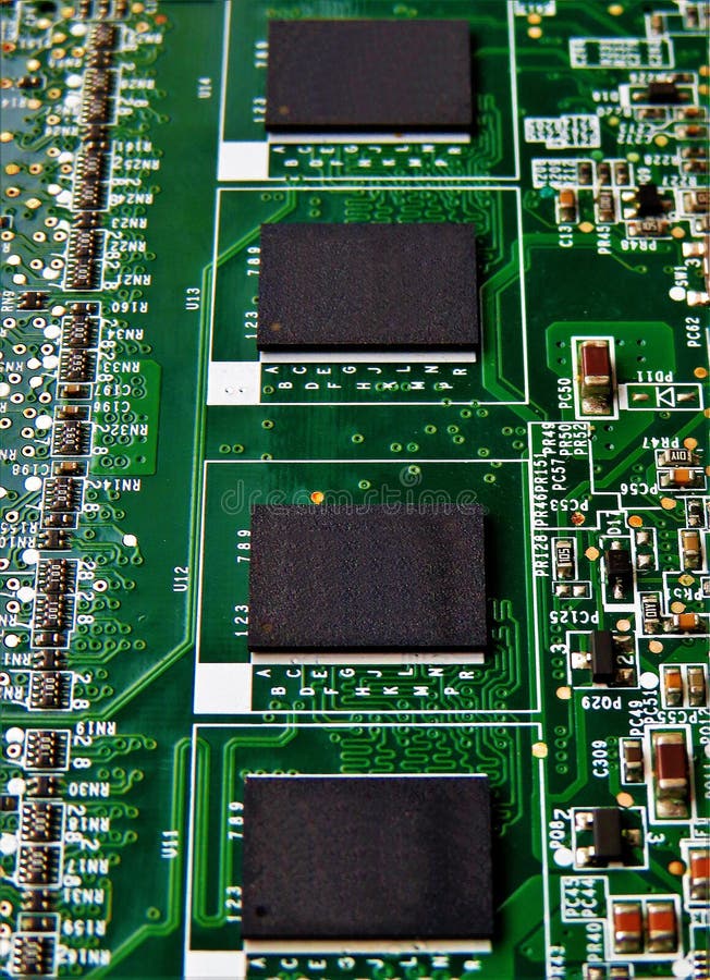 Closeup Shot Of The Integrated Electric Circuits Of A Green Chip Stock ...