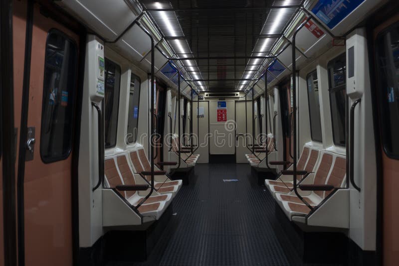 Closeup Shot of the Interior of a Metro Carriage Stock Image - Image of ...