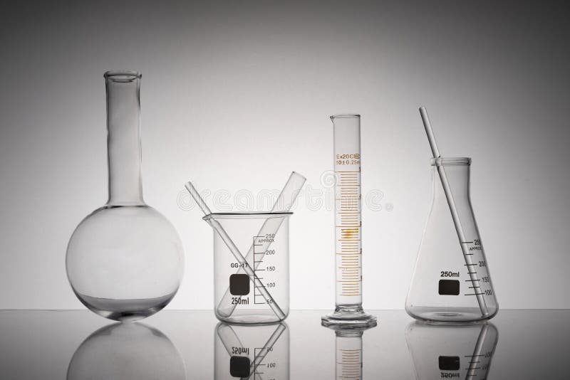 Closeup Shot of Laboratory Flasks, Beakers, and Tubes Stock Photo ...
