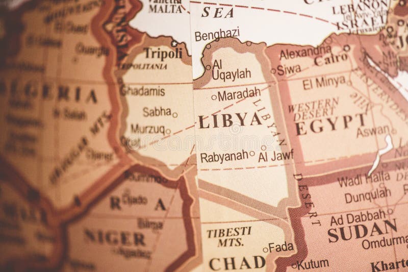 Closeup Shot Of Libya On The World Map - Great For Geographical ...