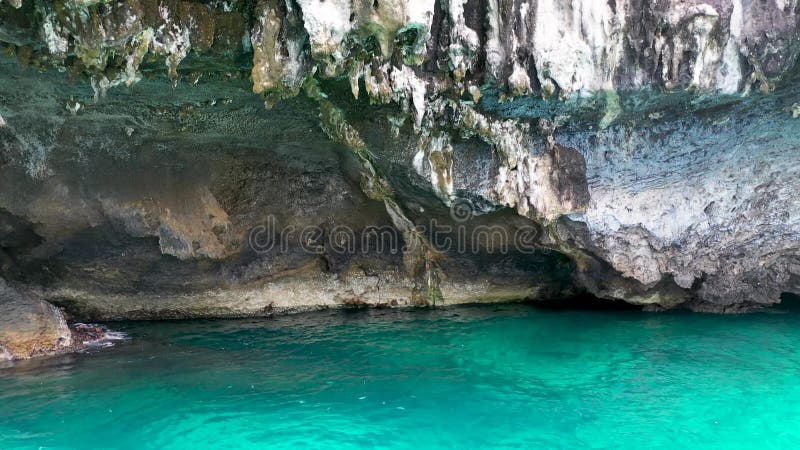 Closeup Shot of a Limestone Rock in the Middle of the Ocean in Koh Phi ...