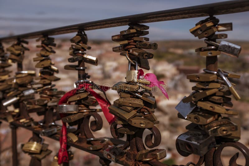 Closeup Shot of the Locks on the Love Lock Bridge Captured in Spain ...