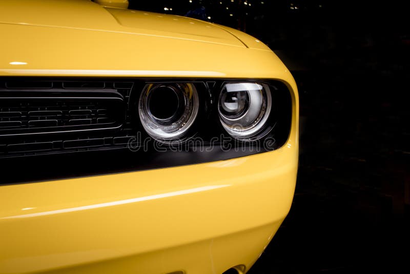 Closeup Shot of a Luxurious Modern Yellow Car S Front Part Stock Photo ...