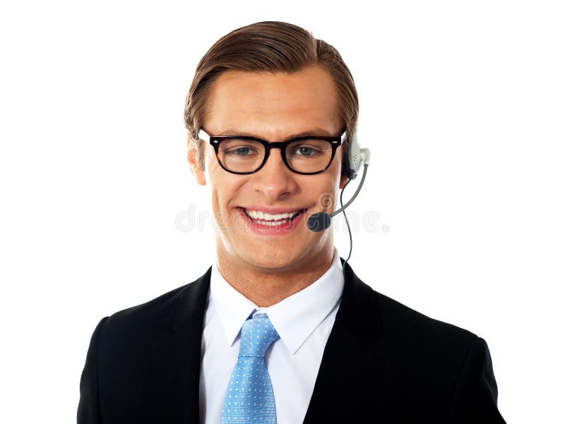 Closeup Shot of Male Customer Support Member Stock Image - Image of ...