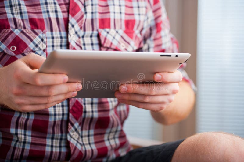 Closeup Shot of Male Hands Using a Tablet Stock Photo - Image of pretty ...
