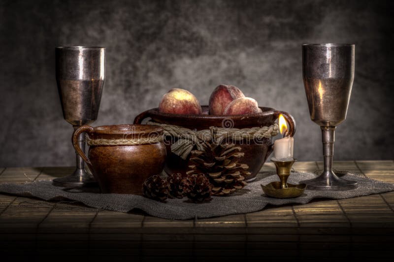 Closeup Shot of a Medieval-themed Setting on the Table Stock Image ...