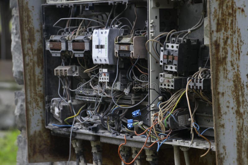 Closeup Shot of Messy Electrical Panel Stock Image - Image of ...
