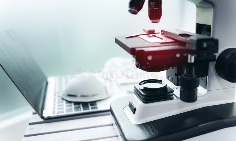 Closeup Shot of Microscope in Laboratory Room Stock Image - Image of ...