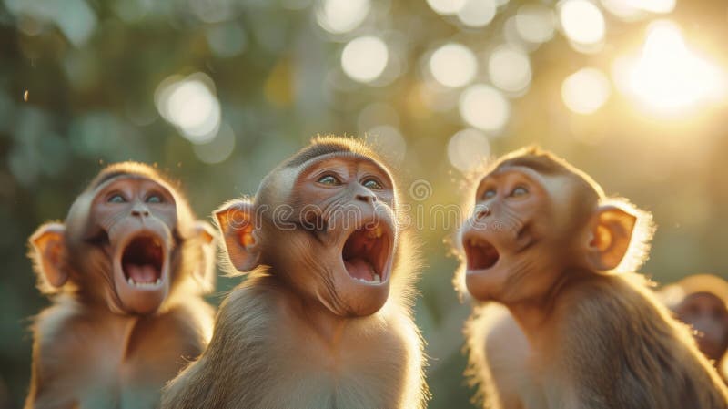 A Closeup Shot of a Monkeys Screaming with Mouth Open Stock ...