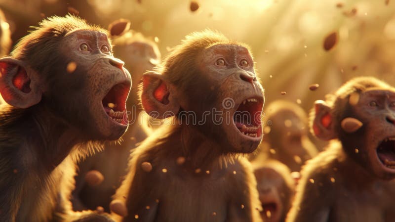 A Closeup Shot of a Monkeys Screaming with Mouth Open Stock ...