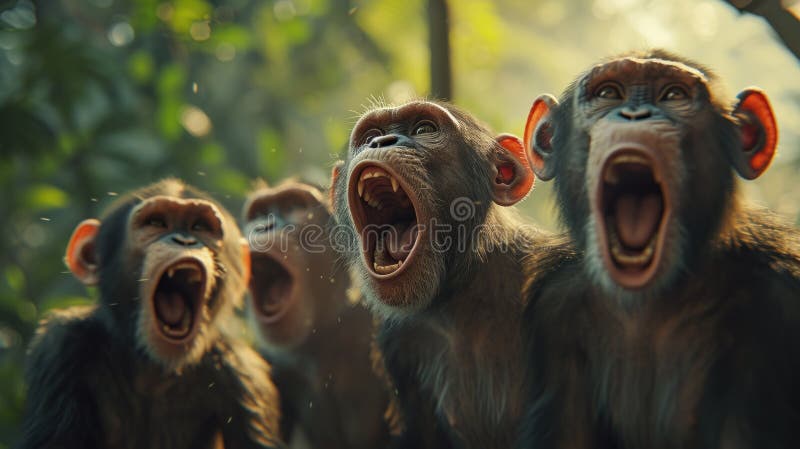 A Closeup Shot of a Monkeys Screaming with Mouth Open Stock Image ...