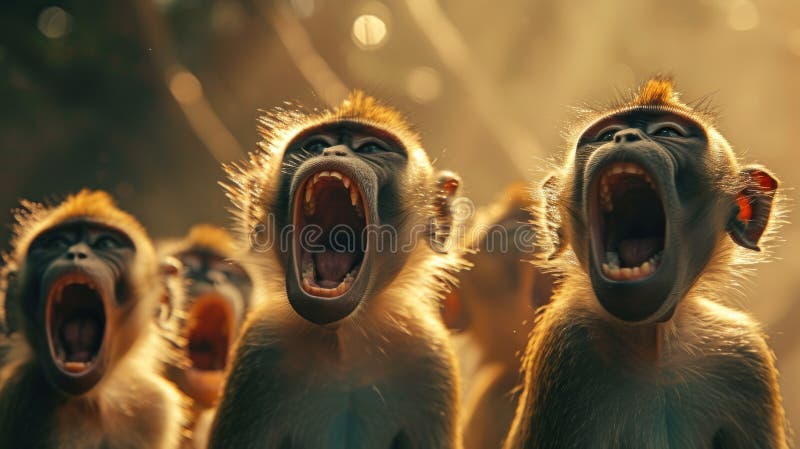 A Closeup Shot of a Monkeys Screaming with Mouth Open Stock Photo - Image of yawn, tropical ...
