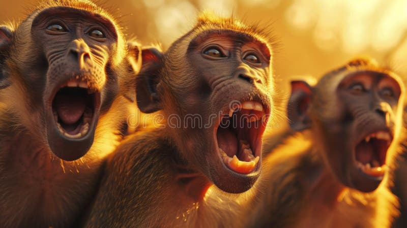 A Closeup Shot of a Monkeys Screaming with Mouth Open Stock Photo ...